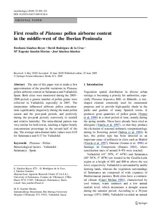 (PDF) First results of Platanus pollen airborne content in the middle ...