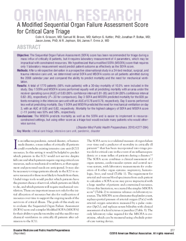 (PDF) A modified sequential organ failure assessment score for critical ...
