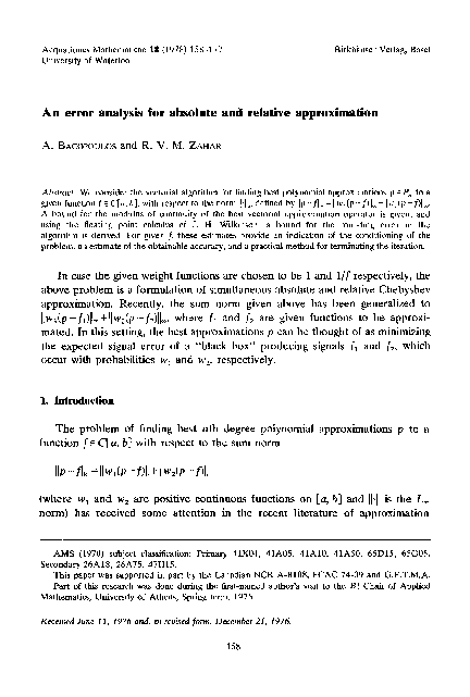 (PDF) An error analysis for absolute and relative approximation