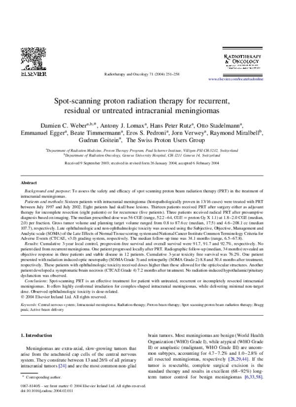 (PDF) Spot-scanning proton radiation therapy for recurrent, residual or ...