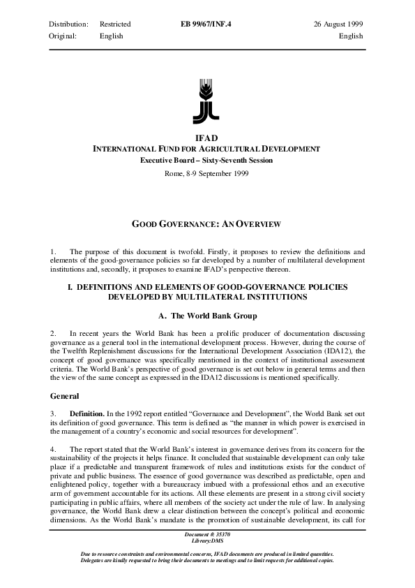 (PDF) IFAD INTERNATIONAL FUND FOR AGRICULTURAL DEVELOPMENT GOOD ...