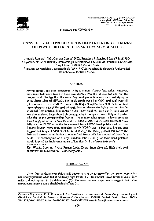 (PDF) Trans fatty acid production in deep fat frying of frozen foods ...