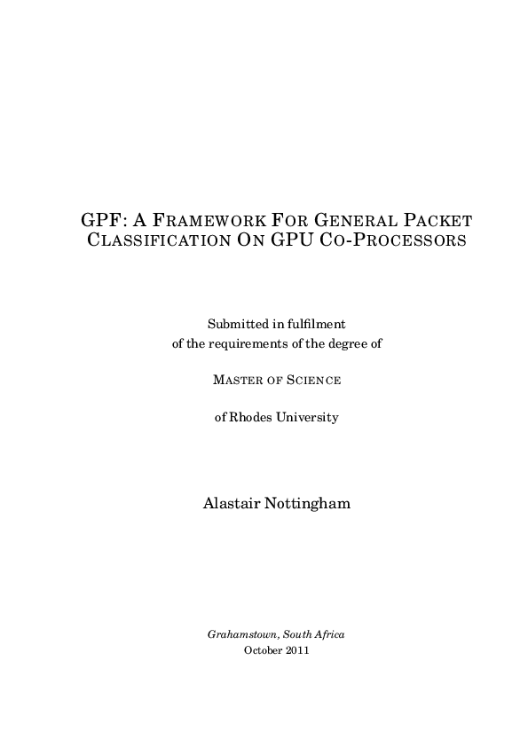 (PDF) GPF: A Framework for General Packet Classification on Gpu Co-Processors | Alastair ...