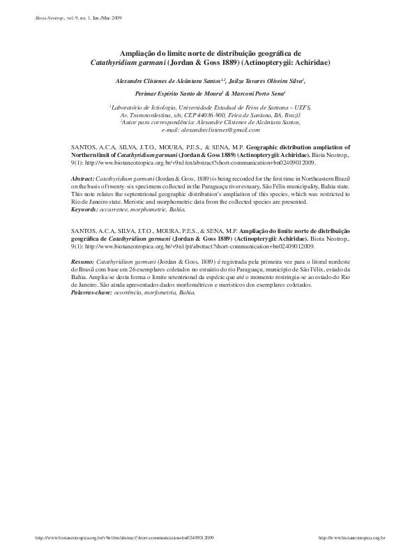 (PDF) Ampliação do limite norte de distribuição geográfica de ...
