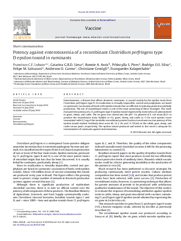 (PDF) Pathology of experimental Clostridium perfringens type D ...