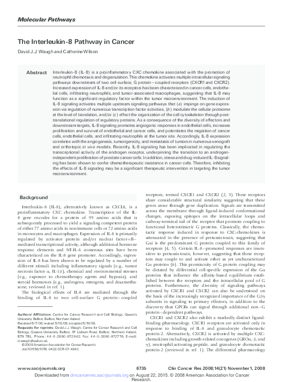 (PDF) The Interleukin-8 Pathway in Cancer