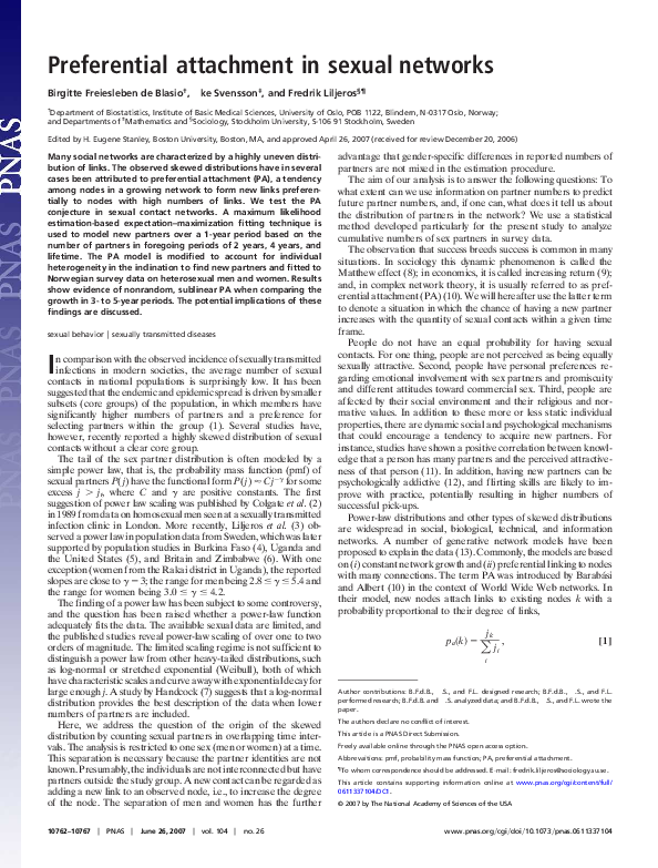 Pdf Preferential Attachment In Sexual Networks