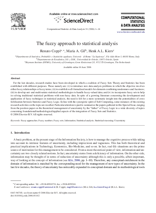 (PDF) The fuzzy approach to statistical analysis