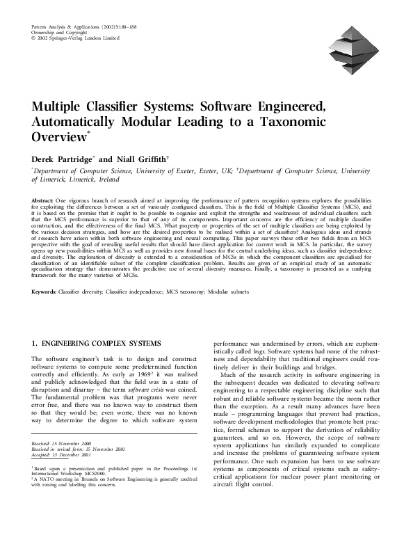 (PDF) Multiple Classifier Systems: Software Engineered, Automatically Modular Leading to a ...