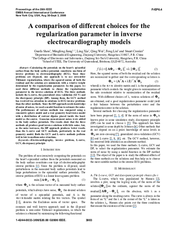 Pdf A Comparison Of Different Choices For The Regularization Parameter In Inverse