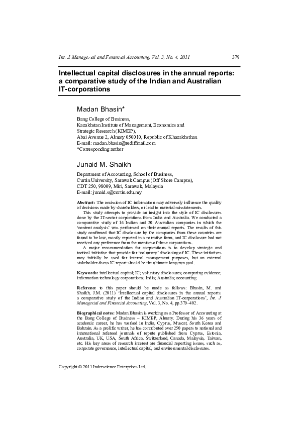 (PDF) Intellectual capital disclosures in the annual reports: a ...