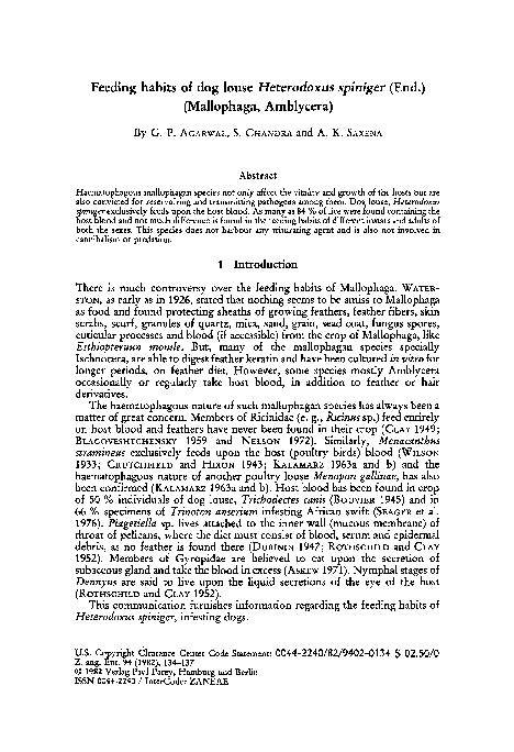 (PDF) Feeding habits of dog louse Heterodoxus spiniger (End ...
