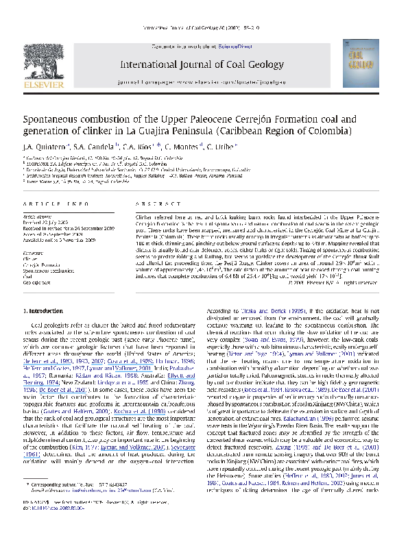 (PDF) Spontaneous combustion of the Upper Paleocene Cerrejón Formation ...