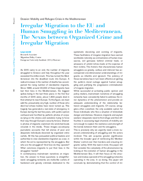 (PDF) Irregular Migration to the EU and Human Smuggling in the ...
