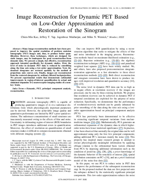 (PDF) Image Reconstruction for Dynamic PET Based on Low-Order ...