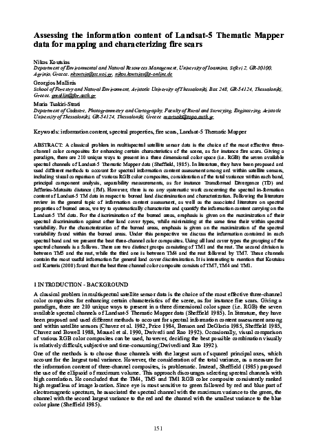 (PDF) Assessing the information content of Landsat5 Thematic Mapper data for mapping and ...