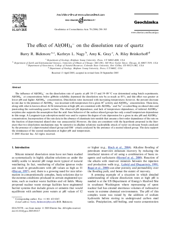 (PDF) The effect of Al(OH)4- on the dissolution rate of quartz