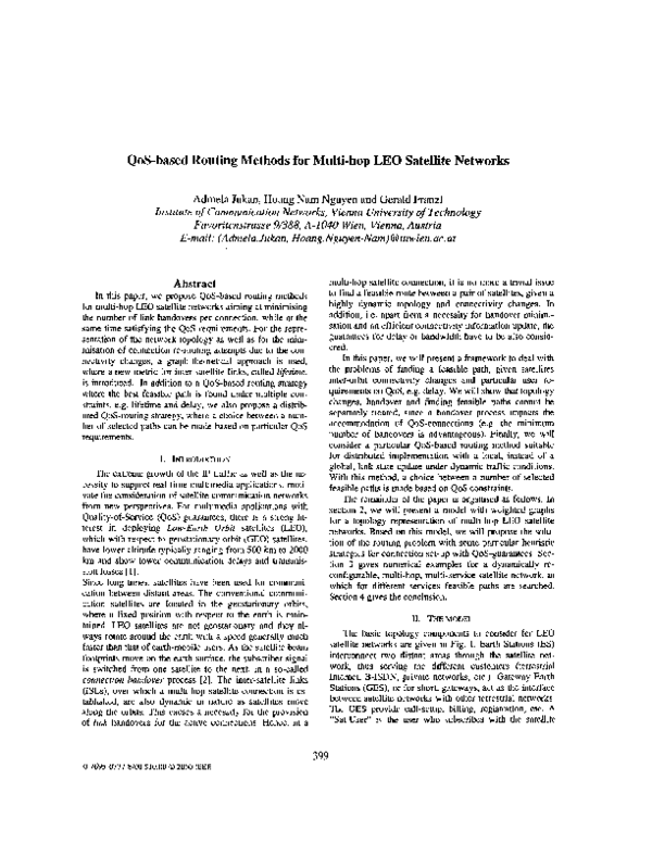 (PDF) QoS-based routing methods for multi-hop LEO satellite networks