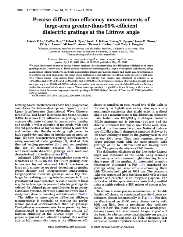 (PDF) Precise diffraction efficiency measurements of large-area greater ...