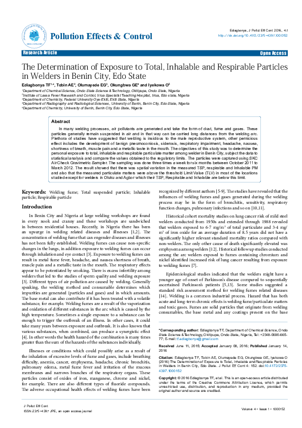 (PDF) Determination of exposure to total inhalable and respirable ...