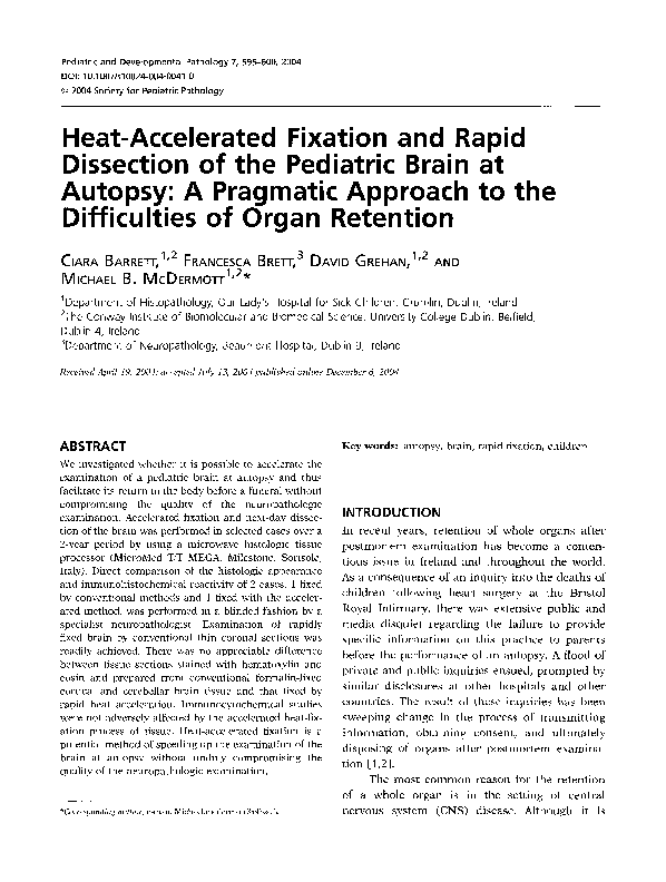 (PDF) Heat-Accelerated Fixation and Rapid Dissection of the Pediatric ...