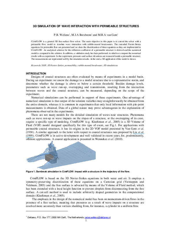 (PDF) 3D Simulation of Wave Interaction with Permeable Structures