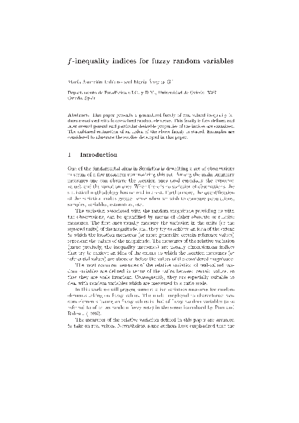 (PDF) F-Inequality Indices for Fuzzy Random Variables | Maria Angeles Gil - Academia.edu