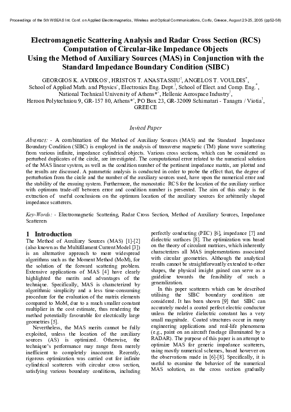 (PDF) Electromagnetic Scattering Analysis and Radar Cross Section (RCS) Computation of Circular ...