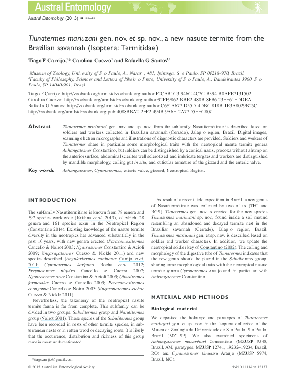 (PDF) Neotropical termites: revision of Armitermes Wasmann (Isoptera ...