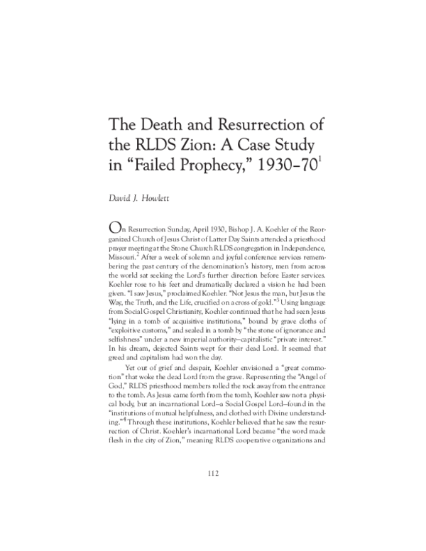 (PDF) "Death and Resurrection of RLDS Zion: A Case Study in 'Failed ...
