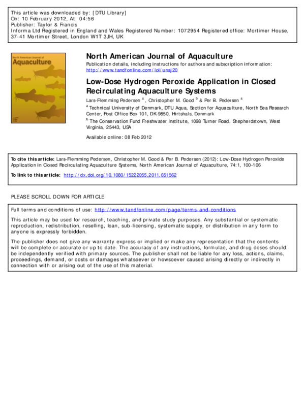(PDF) Low-Dose Hydrogen Peroxide Application in Closed Recirculating ...