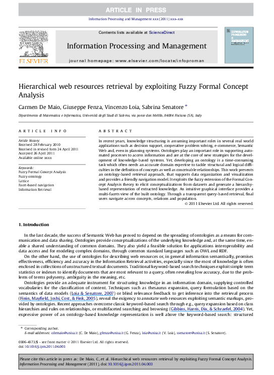 Pdf Hierarchical Web Resources Retrieval By Exploiting Fuzzy Formal Concept Analysis