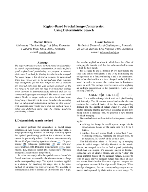 (PDF) Region-based fractal image compression using deterministic search