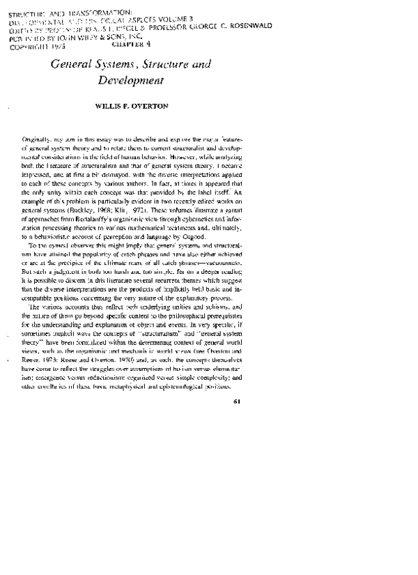 (PDF) General Systems, Structure and Development