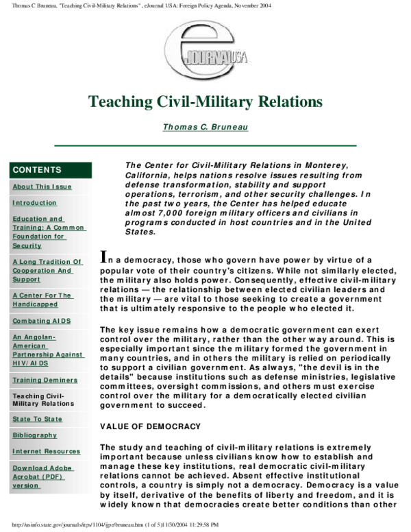 (PDF) Teaching Civil-Military Relations