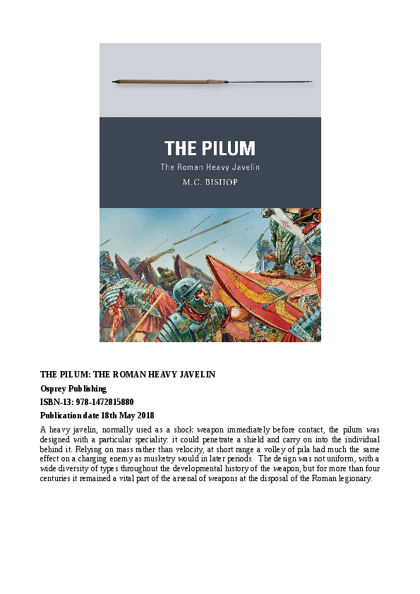 The Pilum: The Roman Heavy Javelin