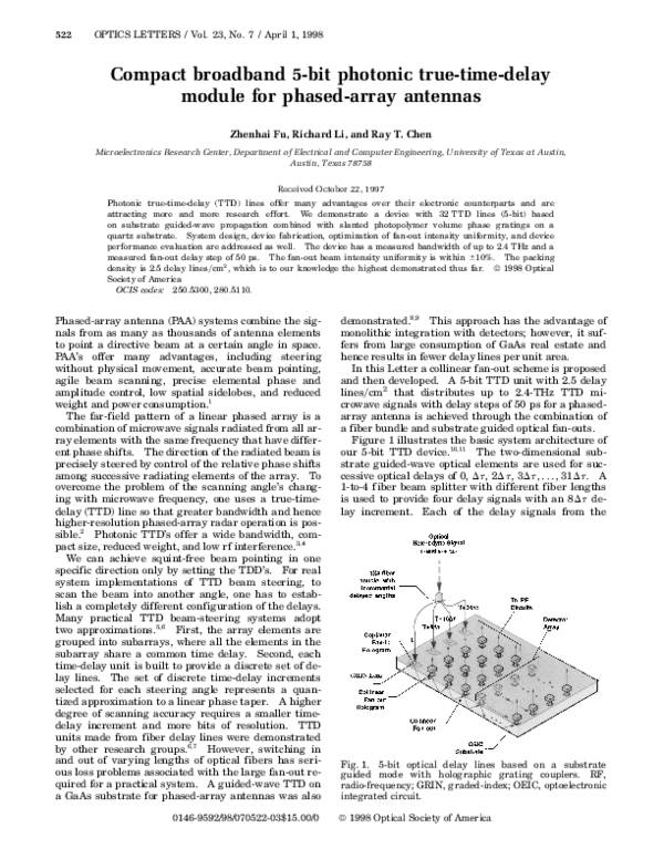 (PDF) Compact broadband 5-bitphotonic true-time-delay module for phased-array antennas