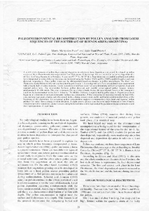 (PDF) Paleoenvironmental reconstruction by pollen analysis from loess ...