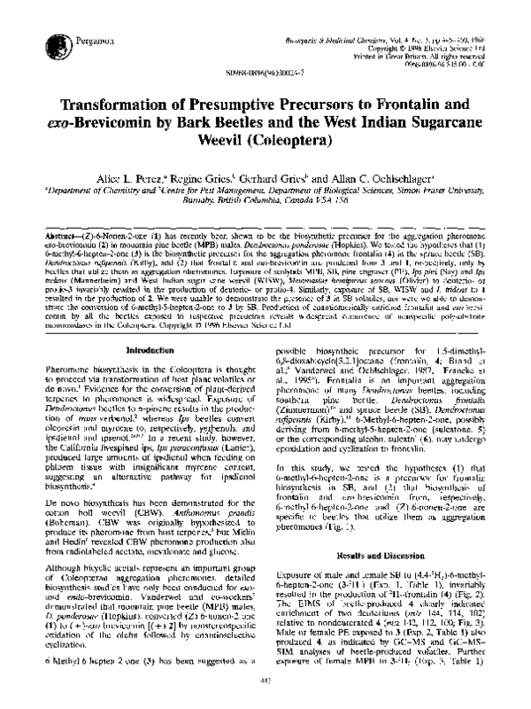(PDF) Transformation of presumptive precursors to frontalin and exo ...