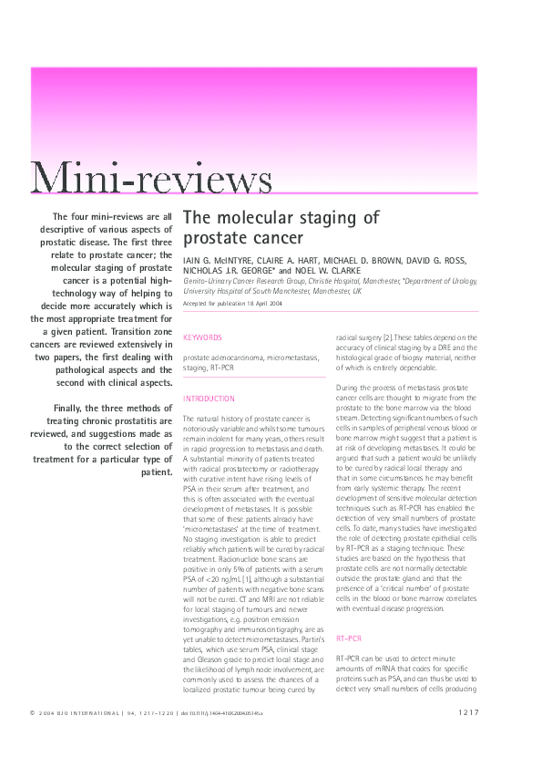 (PDF) The molecular staging of prostate cancer