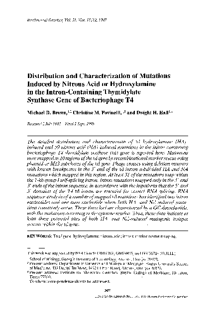 (PDF) Distribution and characterization of mutations induced by nitrous ...