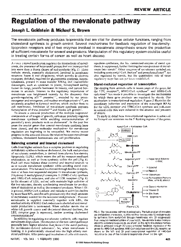 (PDF) Regulation of the mevalonate pathway