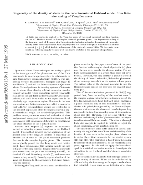 Pdf Singularity Of The Density Of States In The Two Dimensional