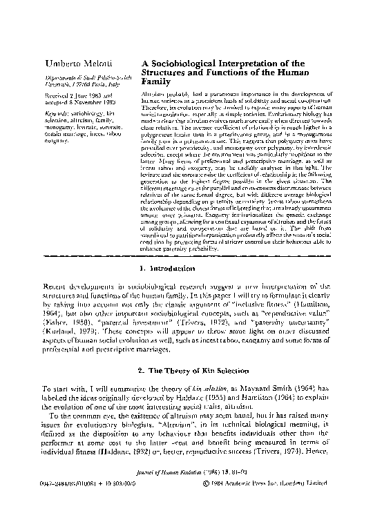 (PDF) A sociobiological interpretation of the structures and functions ...