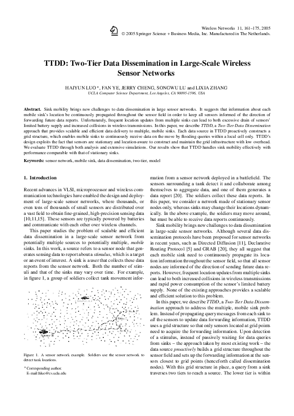 Pdf A Two Tier Data Dissemination Model For Large Scale Wireless
