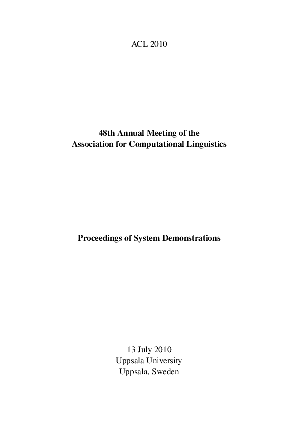 (PDF) The S-Space Package: An Open Source Package for Word Space Models