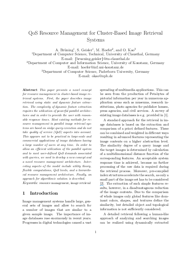 (PDF) QoS Resource Management for Cluster-Based Image Retrieval Systems