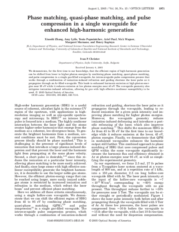 (PDF) Phase matching, quasi-phase matching, and pulse compression in a single waveguide for ...