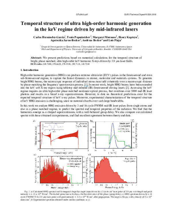 (PDF) Temporal structure of ultra high-order harmonic generation in the ...