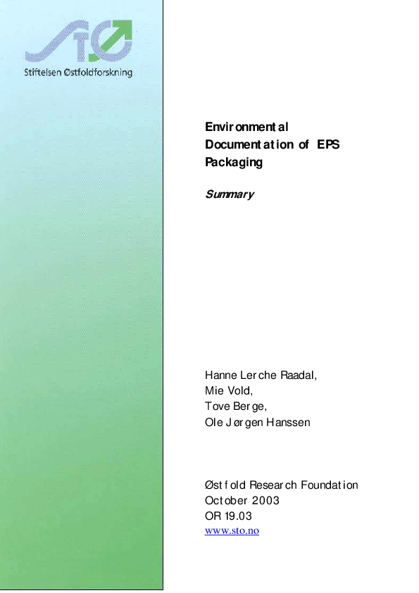 (PDF) Environmental Documentation of EPS Packaging